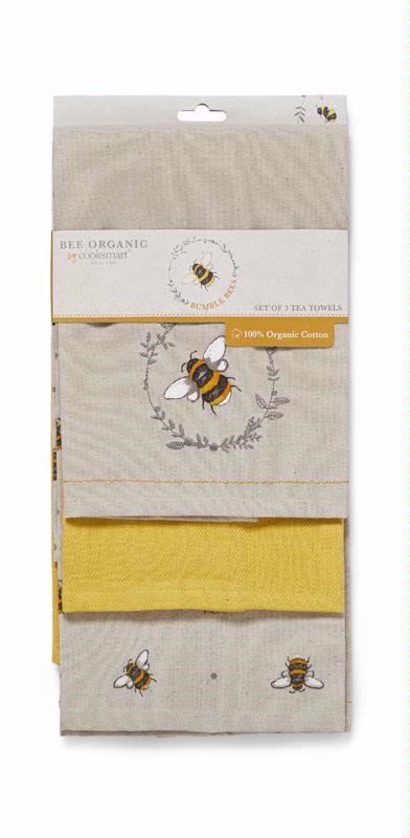 Cooksmart Bumble Bee Organic Cotton Apron Tea Towels Double Oven Gloves ...