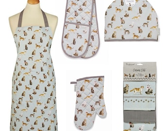 Cooksmart Bumble Bee Organic Cotton Apron Tea Towels Double Oven Gloves ...