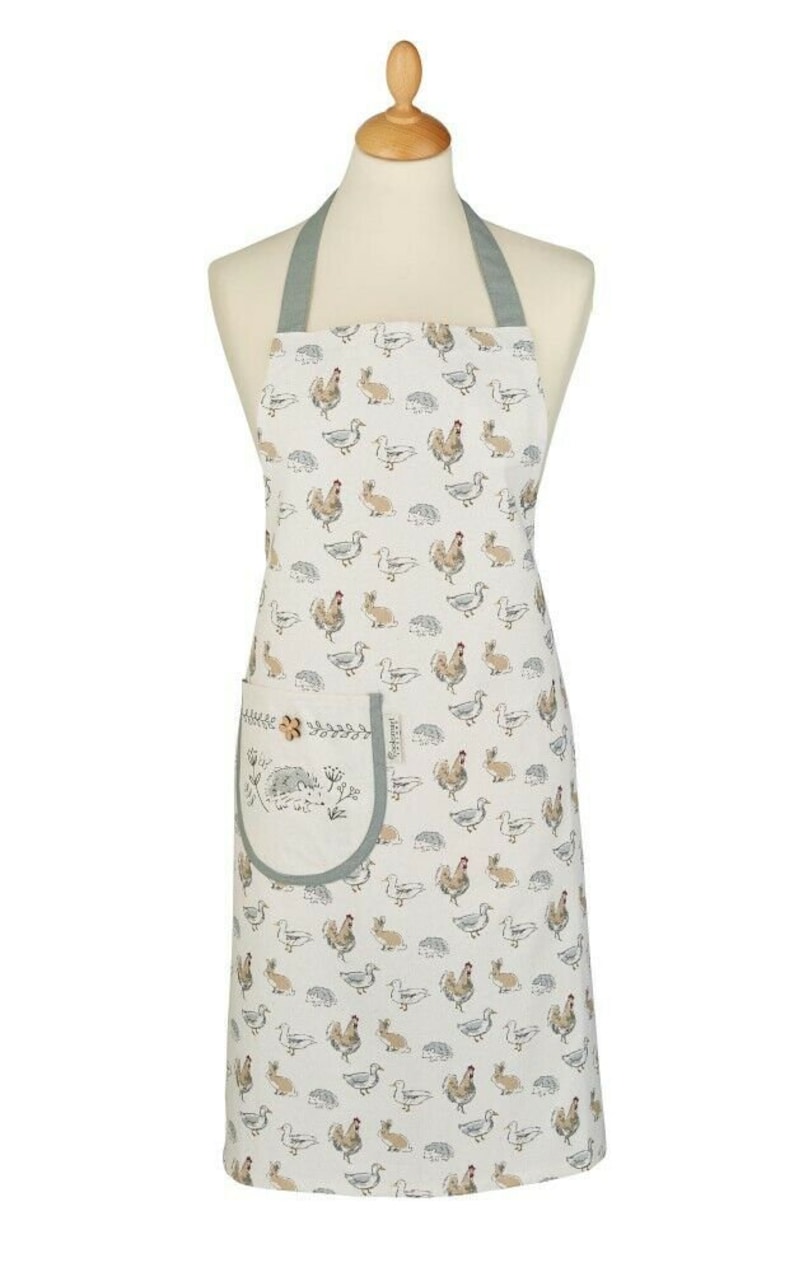 Cooksmart Apron Cotton Curious Cats Dogs Forest Birds Bee Happy Bumble ...