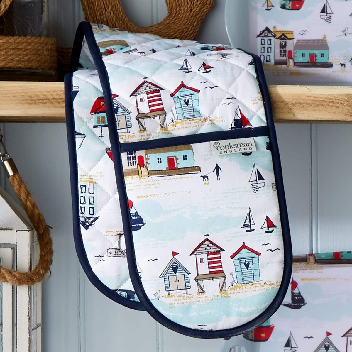 Cooksmart Beside the Seaside Cotton Apron Tea Towels Double Oven Gloves ...