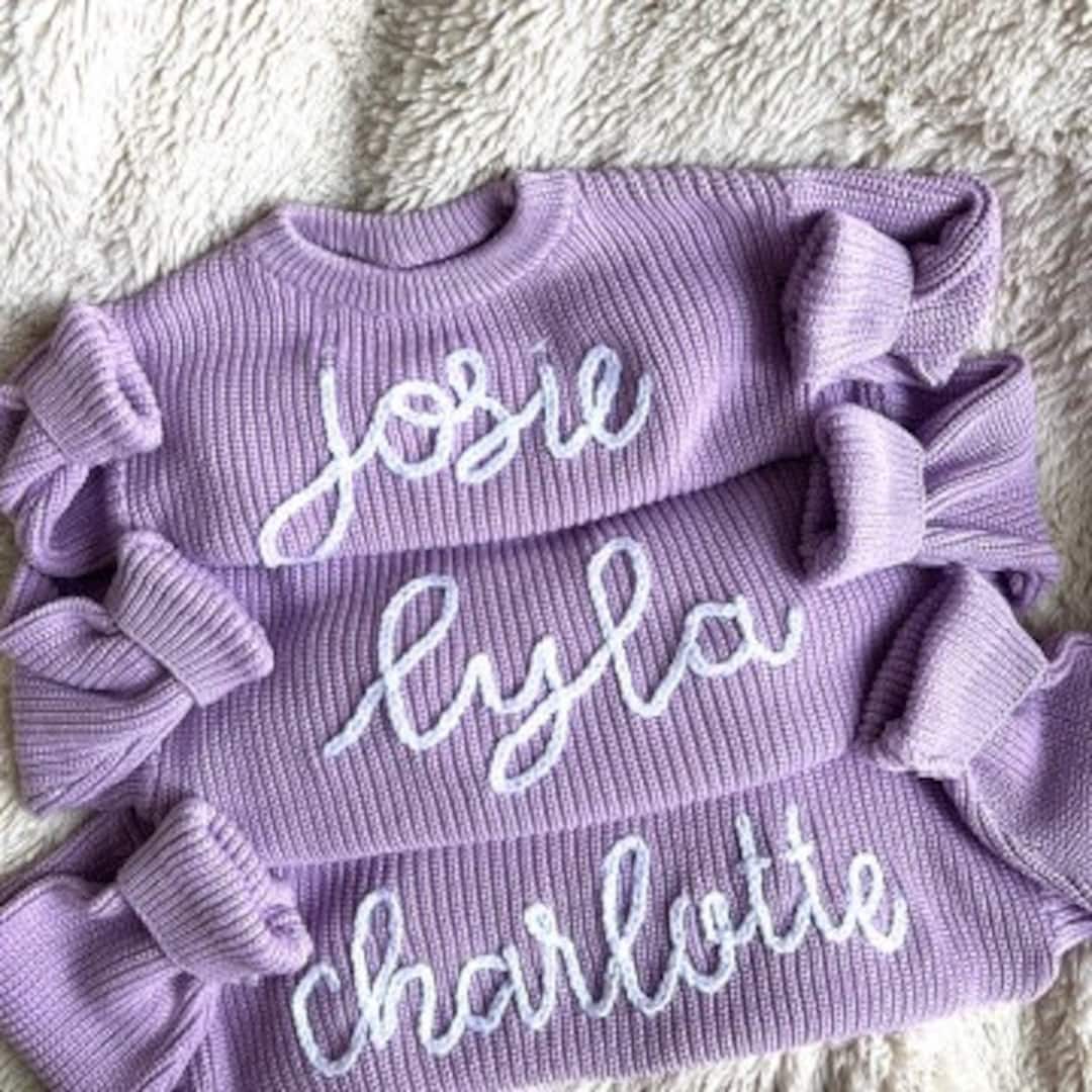 Personalized Baby Name Sweater Custom Word Embroidered Sweater - Etsy