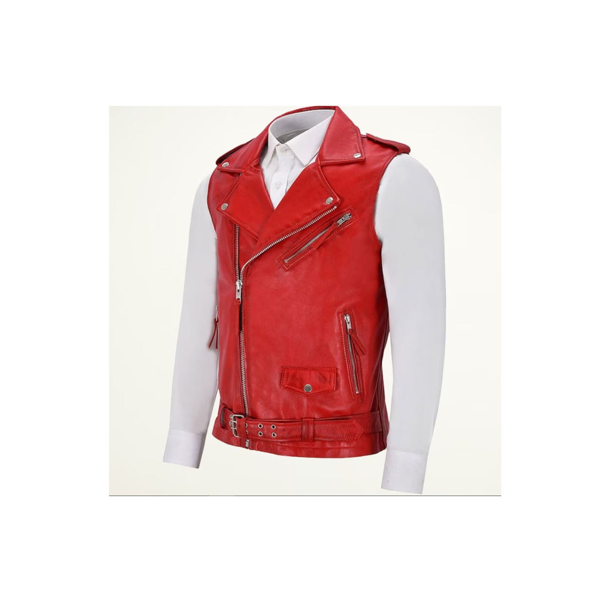 Red Biker Leather Vest Leather Vest for Men's Red Leather Vest for Men ...
