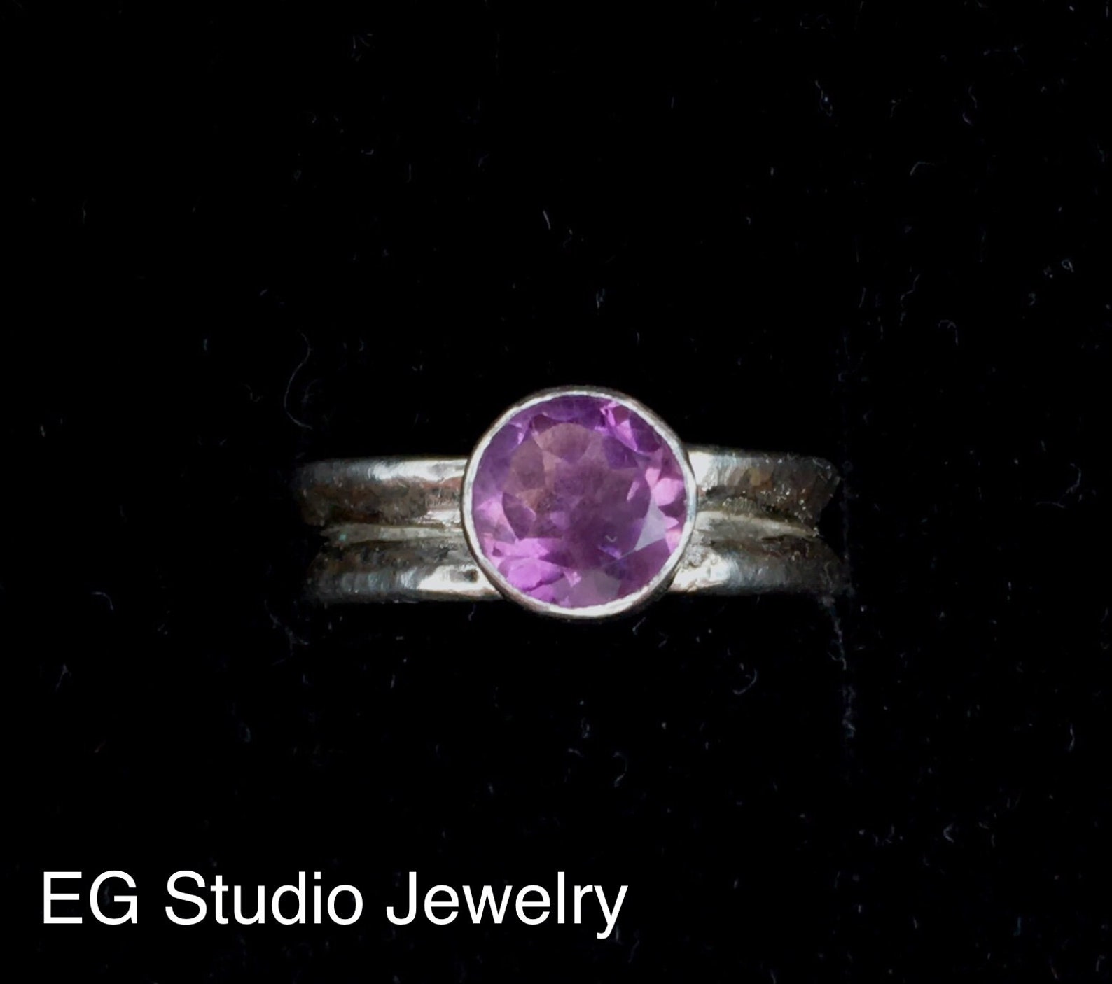 Forged and Hammered Silver Anticlastic Spiculum Ring With Amethyst - Etsy