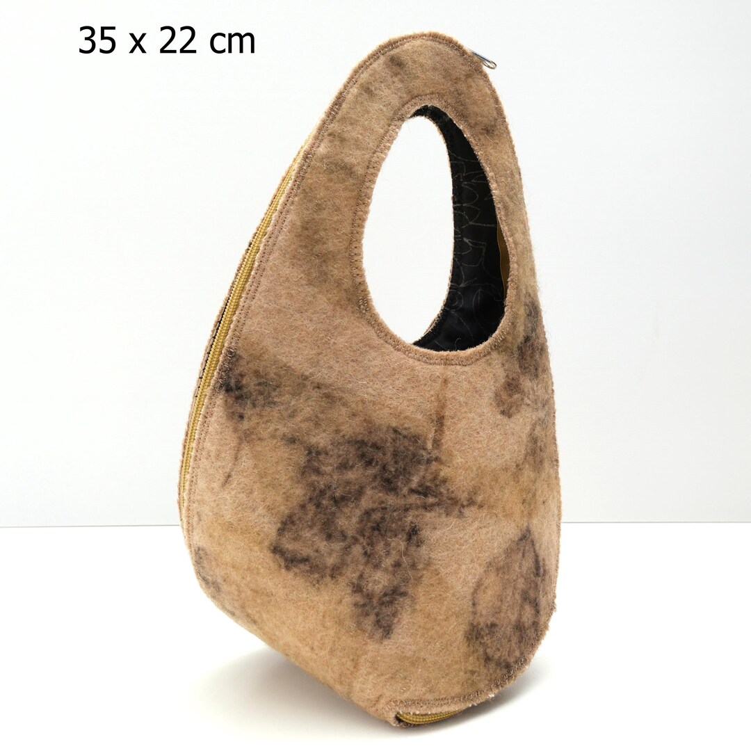 Designer Zip-top Bag in Pure Eco-print Felted Wool. Unique Piece - Etsy