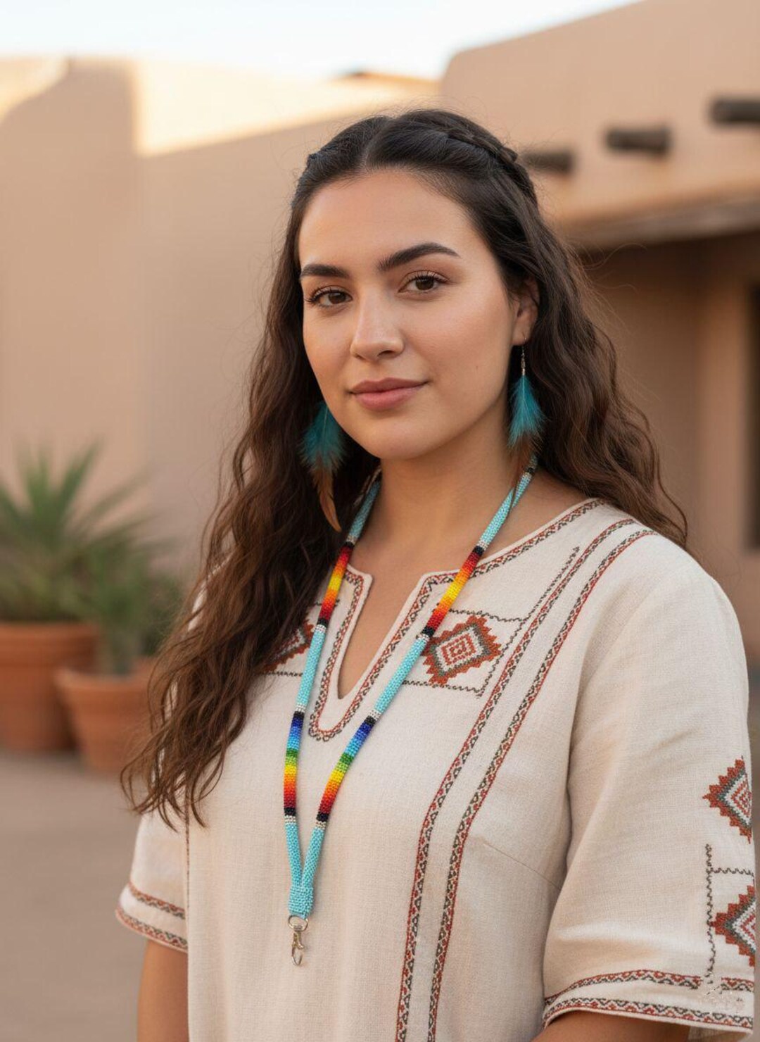 Blue Beaded Lanyard. Native American Style Breakaway ID Holder. - Etsy