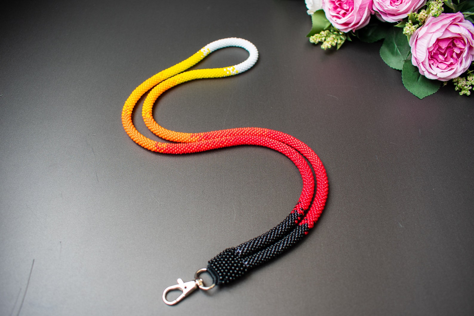 Unique Beaded Lanyard With Native American Influence - Bright Gradient ...