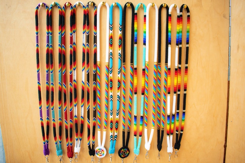 Colorful Beaded Lanyard in Native American Style - Personalized Length ...