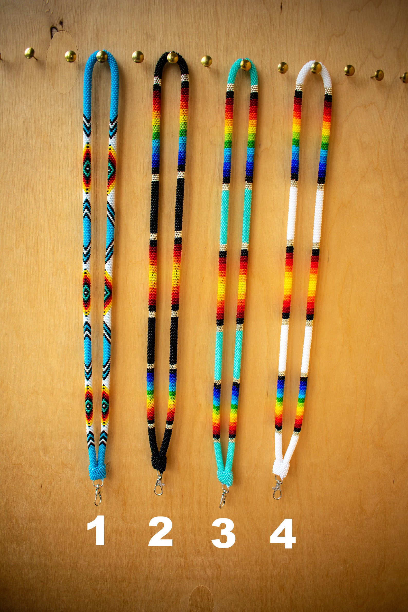 Colorful Beaded Lanyard in Native American Style - Personalized Length ...
