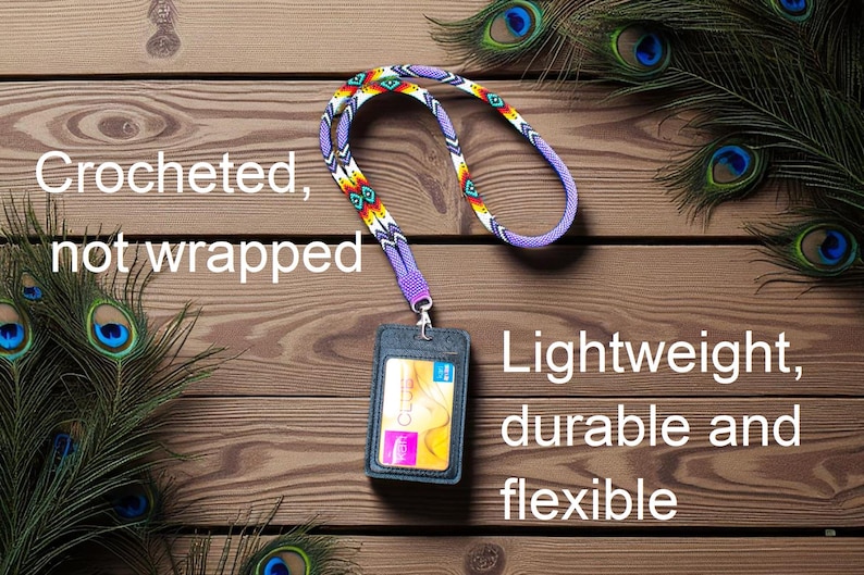 Native American Beaded Crochet Lanyard: Purple, Red, Orange - Etsy