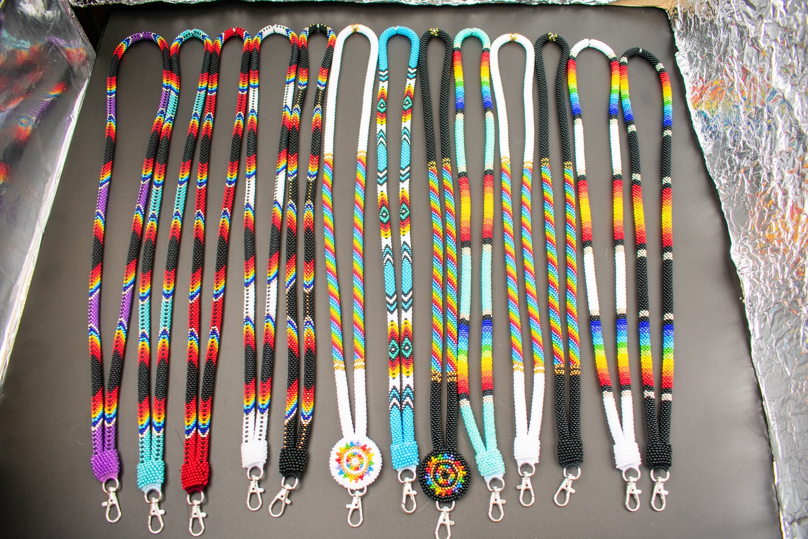 Colorful Beaded Lanyard in Native American Style Personalized Length ...