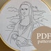Mona Lisa Embroidery Template, Backstitch PDF Pattern Mona Lisa ...
