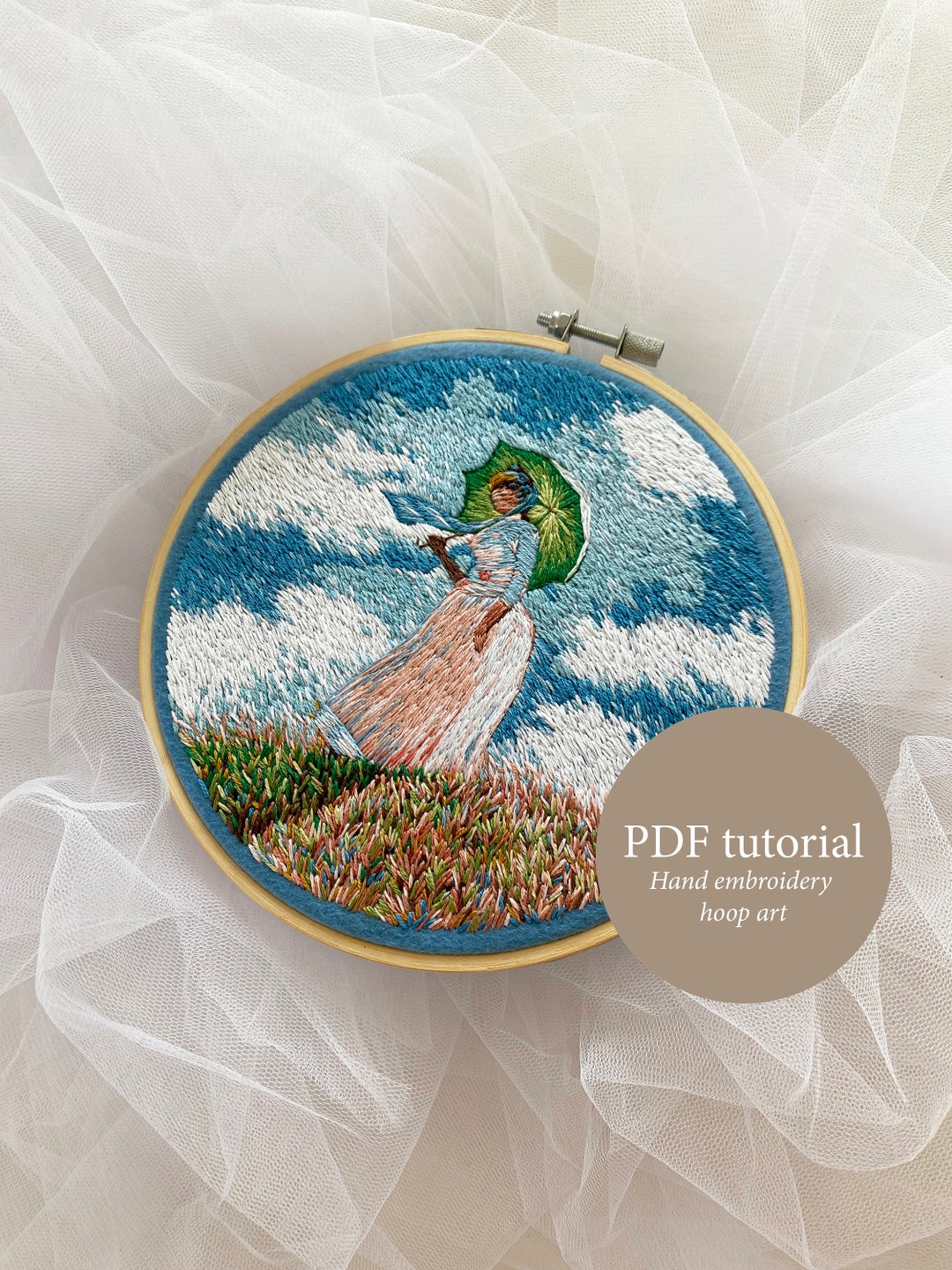 Claude Monet Woman With a Parasol Hand Embroidery Pattern, Monet ...