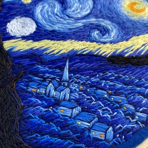 The Starry Night Hand Embroidery Pattern, Van Gogh Embroidery PDF ...