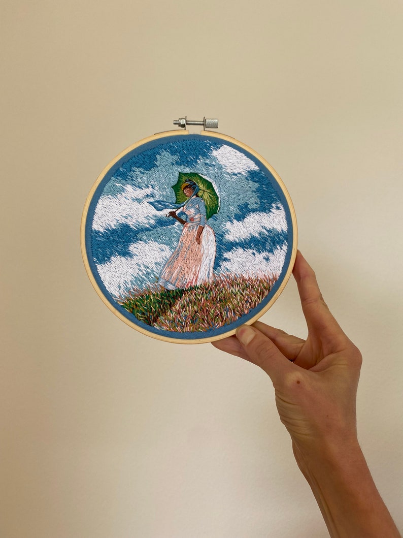 Claude Monet Woman With a Parasol Hand Embroidery Kit, Monet Lady With ...