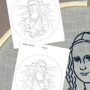 Mona Lisa Embroidery Template, Backstitch PDF Pattern Mona Lisa ...