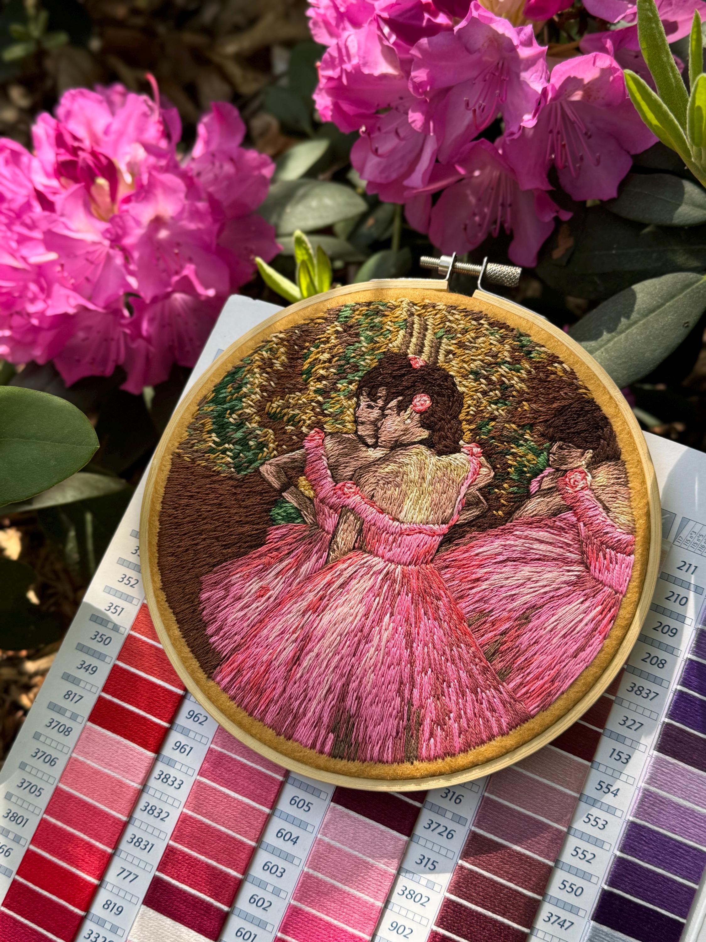 Edgar Degas Dancers in Pink Hand Embroidery Kit, Ballerinas Hoop Art ...