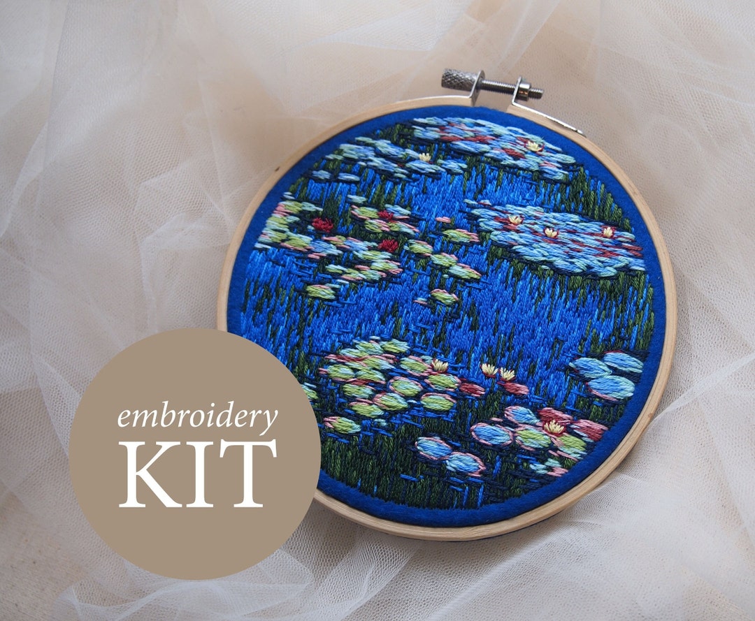 Claude Monet Water Lilies Hand Embroidery Kit, Claude Monet Embroidery ...