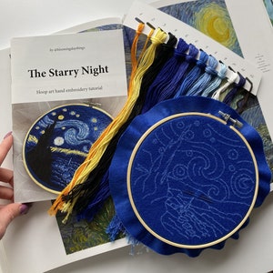 The Starry Night Hand Embroidery Kit, Vincent Van Gogh Embroidery Kit ...