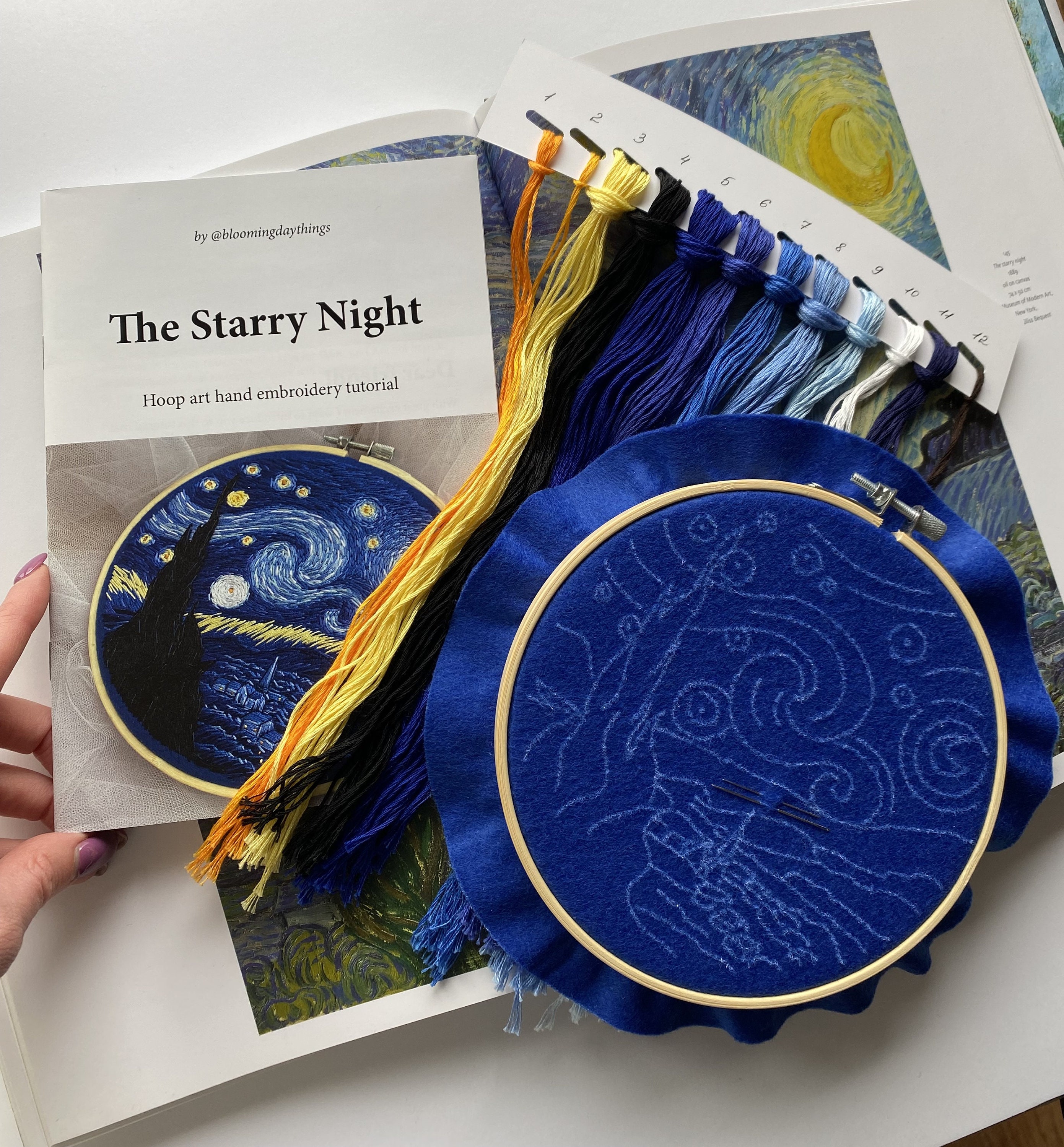 The Starry Night Hand Embroidery Kit, Vincent Van Gogh Embroidery Kit ...