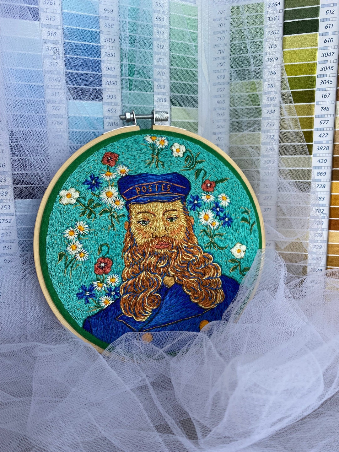 Vincent Van Gogh Postman Joseph Roulin Embroidered Hoop Art, Finished ...