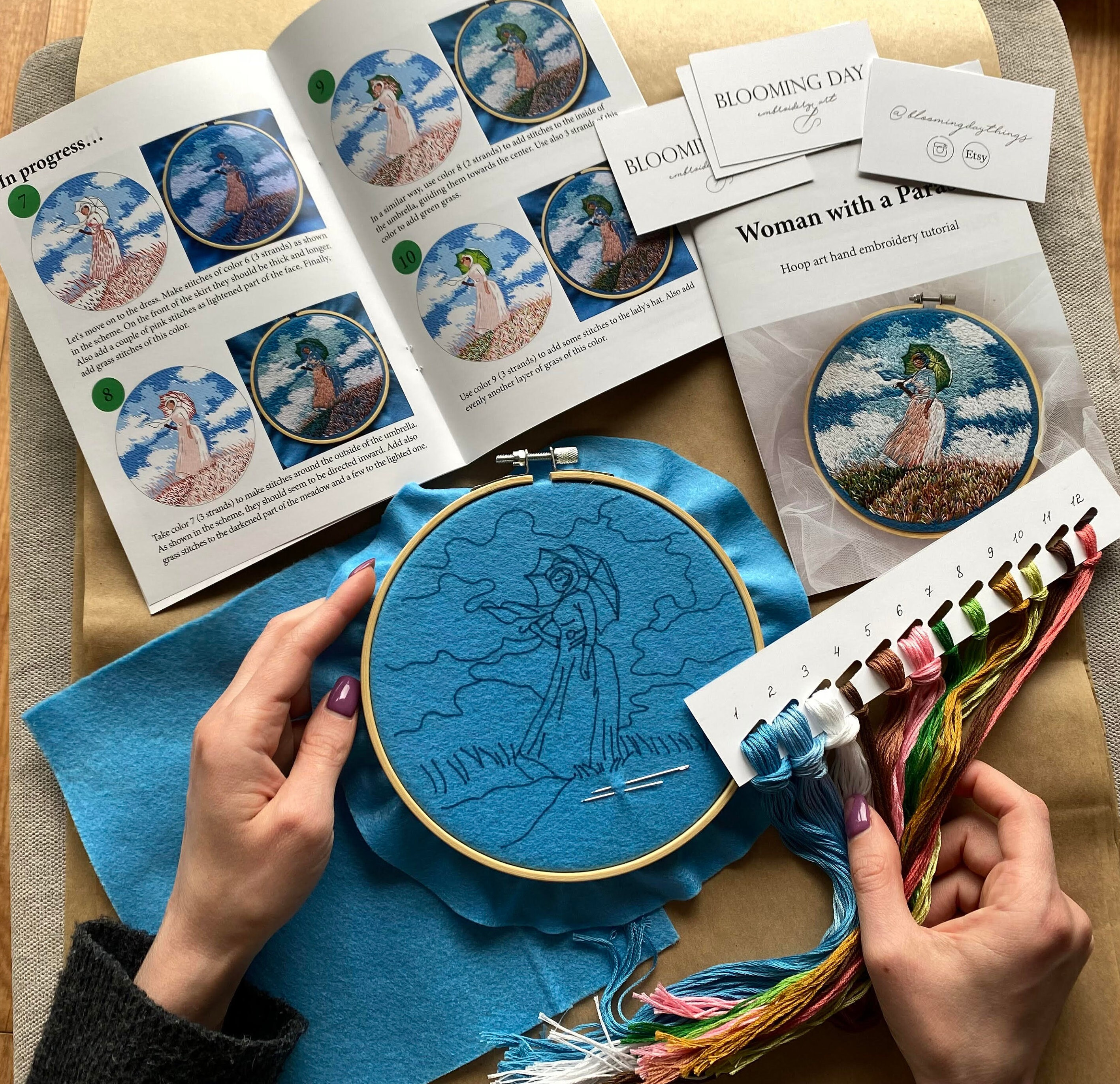 Claude Monet Woman With a Parasol Hand Embroidery Kit, Monet Lady With ...