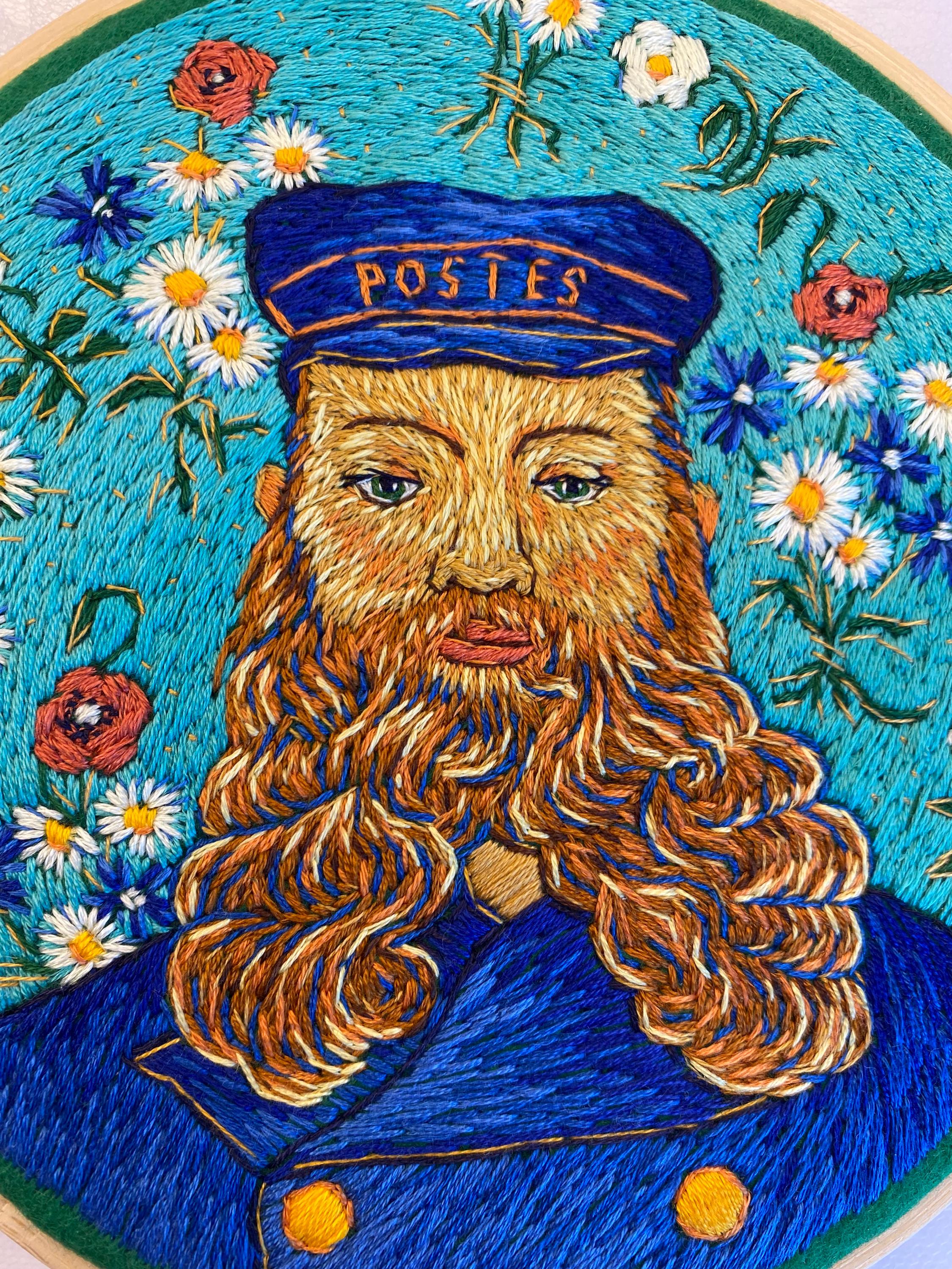 Portrait of Joseph Roulin Hand Embroidery Kit, Van Gogh Postman Roulin ...