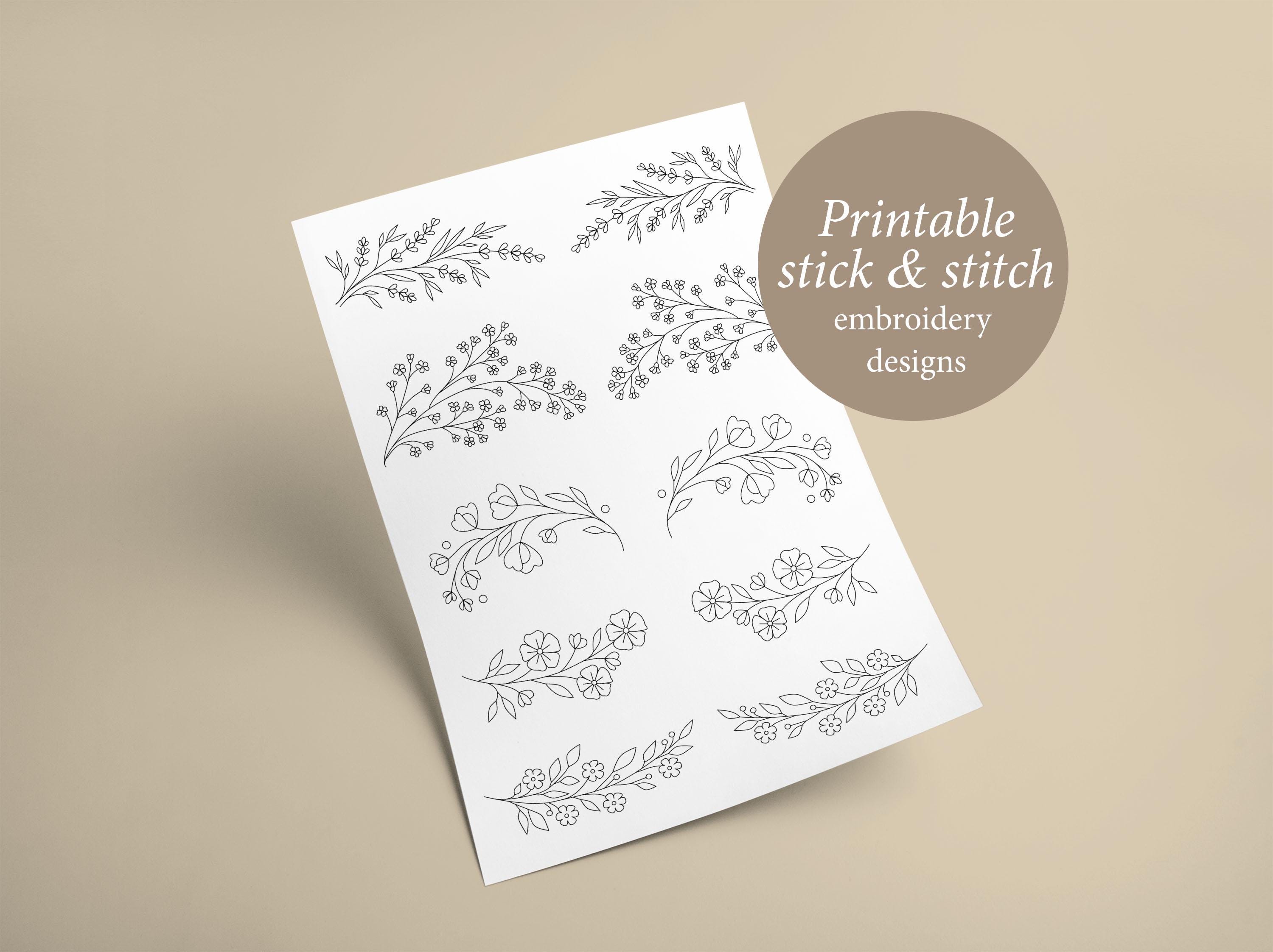 FLORAL PAIRS PDF Printable Stick and Stitch Embroidery Designs, Flower ...