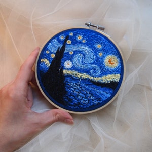 The Starry Night Hand Embroidery Pattern, Van Gogh Embroidery PDF ...