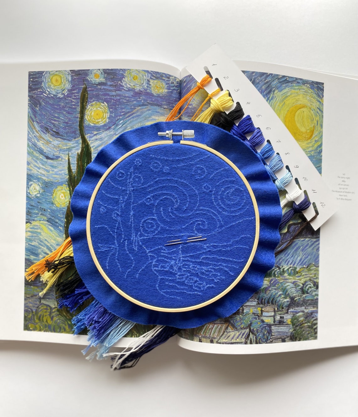 The Starry Night Hand Embroidery Kit, Vincent Van Gogh Embroidery Kit ...