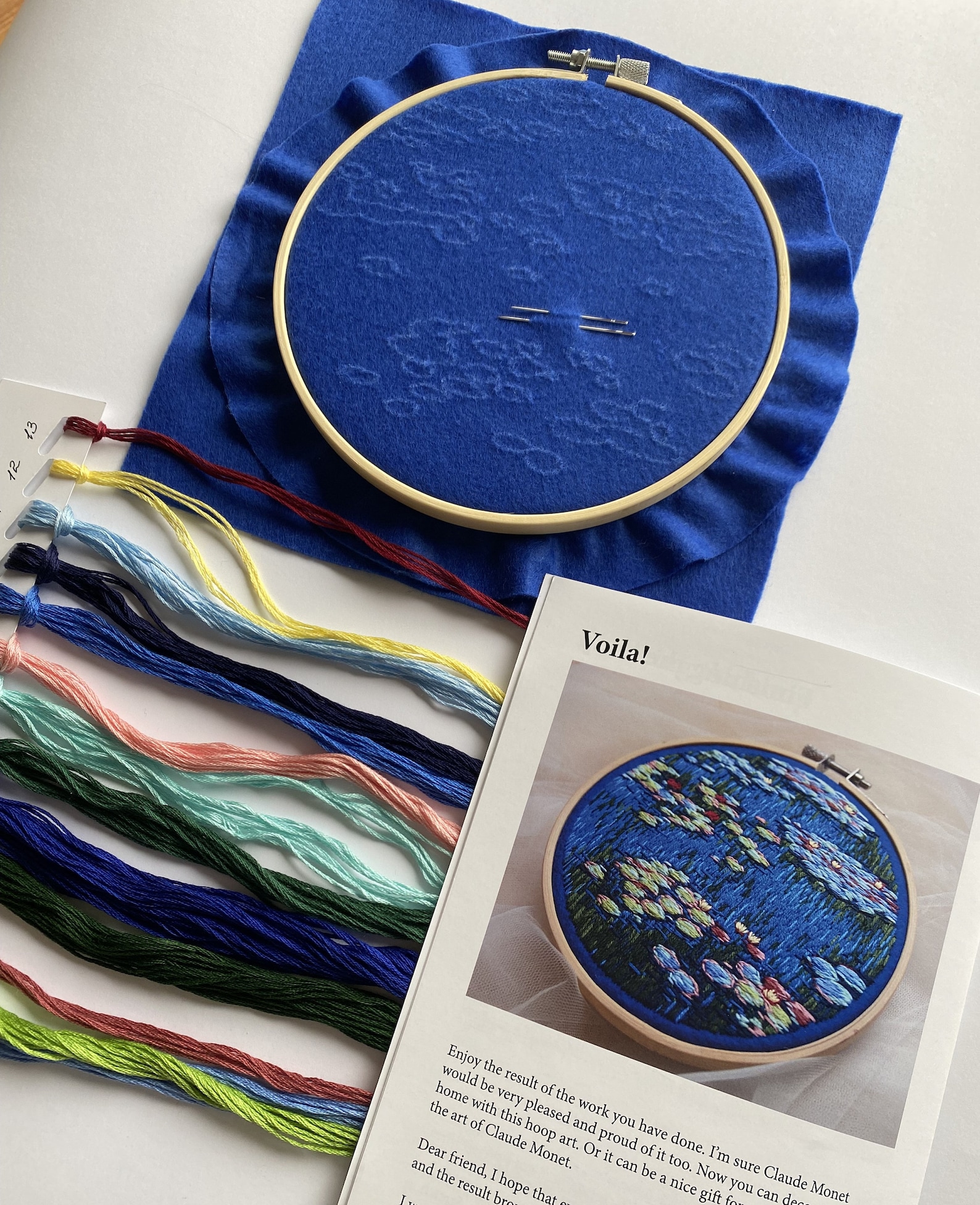 Claude Monet Water Lilies Hand Embroidery Kit, Claude Monet Embroidery ...