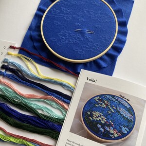 Claude Monet Water Lilies Hand Embroidery Kit, Claude Monet Embroidery ...