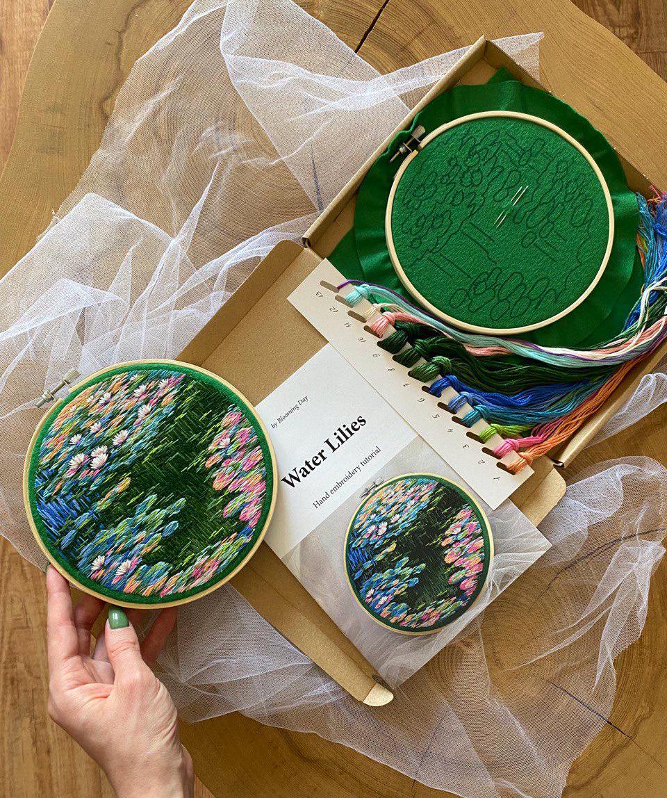 Claude Monet Hand Embroidery Kit, Water Lilies Cottagecore Art Kit, DIY ...
