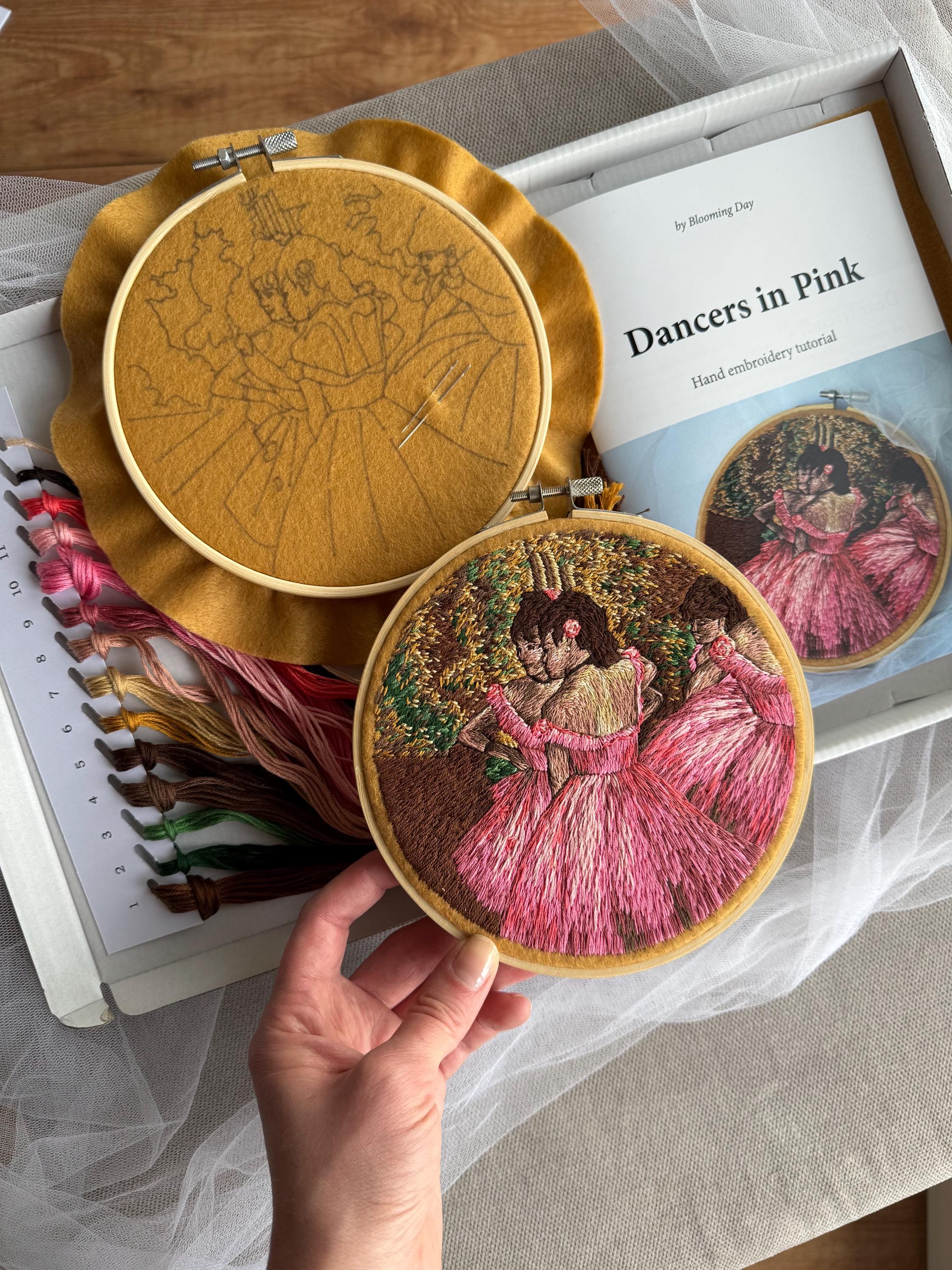 Edgar Degas Dancers in Pink Hand Embroidery Kit, Ballerinas Hoop Art ...