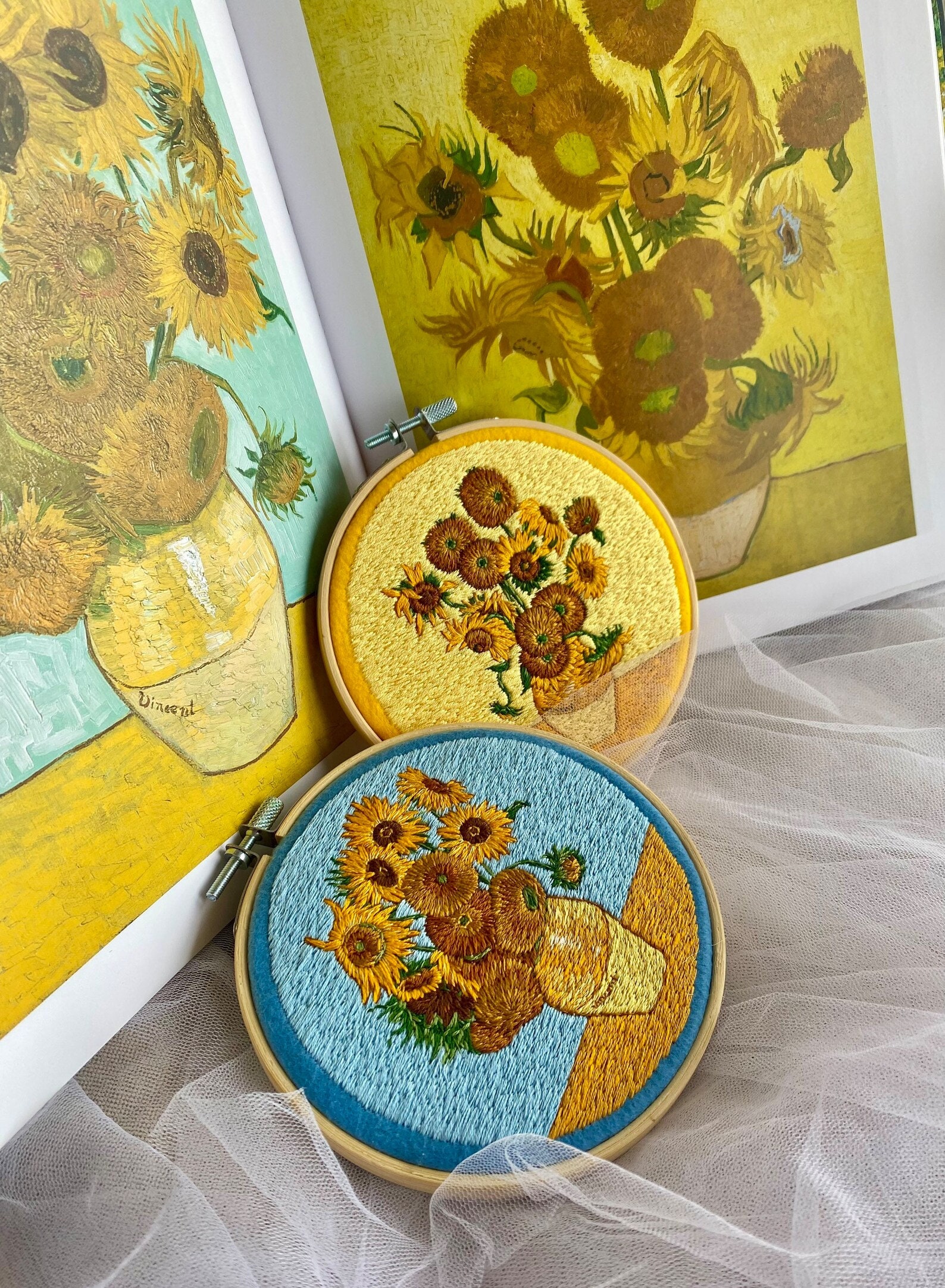 Van Gogh Sunflowers Embroidery Kit, Van Gogh Embroidery Sunflowers on ...