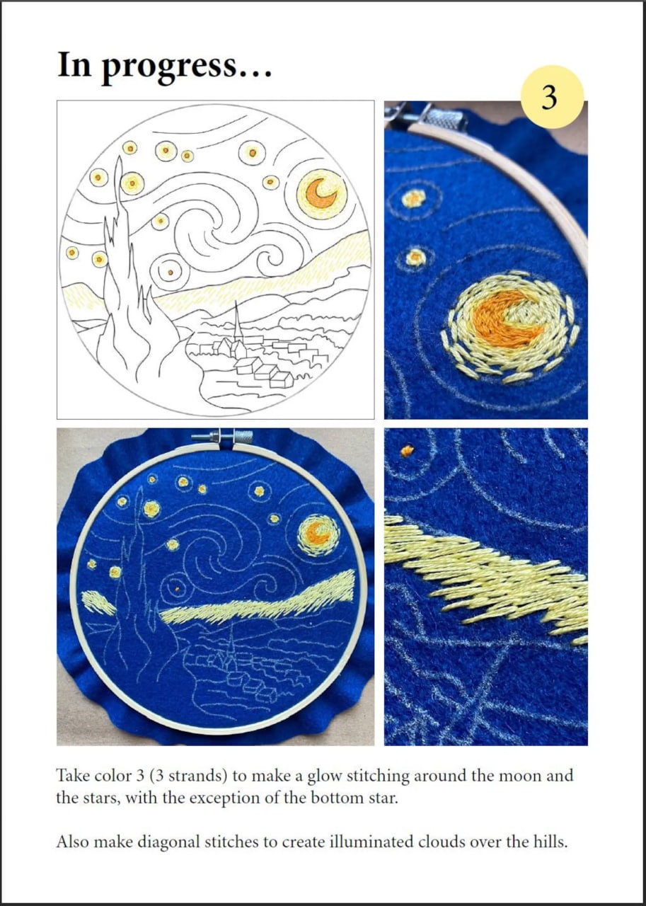 The Starry Night Hand Embroidery Pattern, Van Gogh Embroidery PDF ...