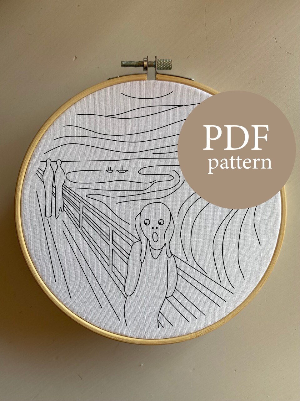 Edvard Munch the Scream Embroidery Template, Backstitch PDF Scream ...