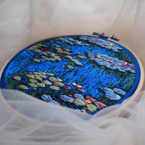 Claude Monet Water Lilies Hand Embroidery Kit, Claude Monet Embroidery ...