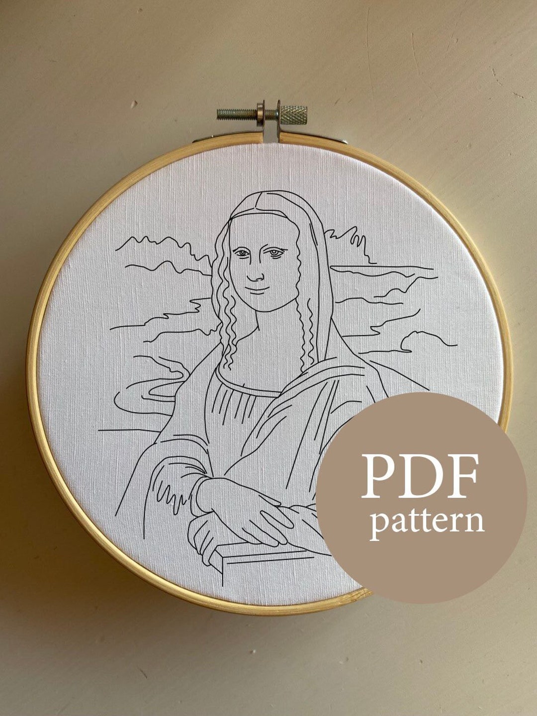 Mona Lisa Embroidery Template, Backstitch PDF Pattern Mona Lisa ...