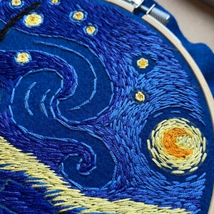 The Starry Night Hand Embroidery Pattern, Van Gogh Embroidery PDF ...