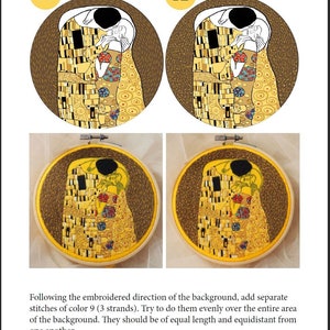 Gustav Klimt the Kiss Hand Embroidery Kit, the Kiss Hoop Art Thread ...