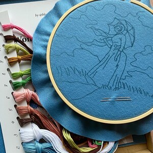 Claude Monet Woman With a Parasol Hand Embroidery Kit, Monet Lady With ...