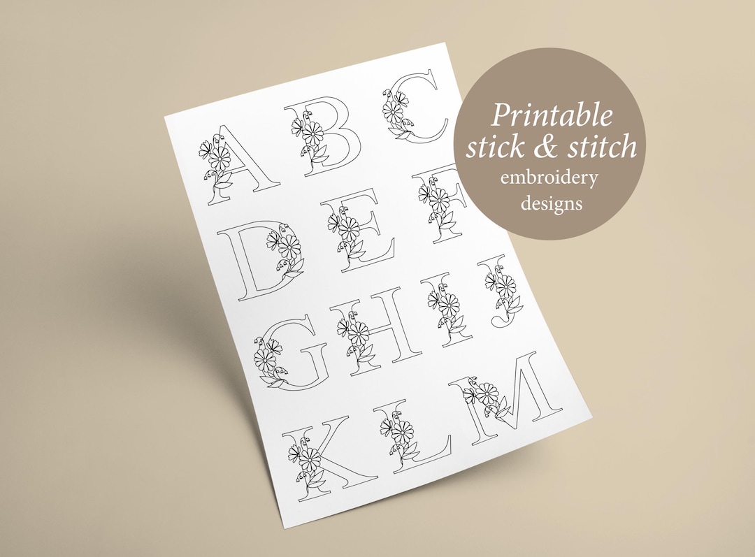 PDF Printable ALPHABET Stick and Stitch Embroidery Designs, Stick N ...
