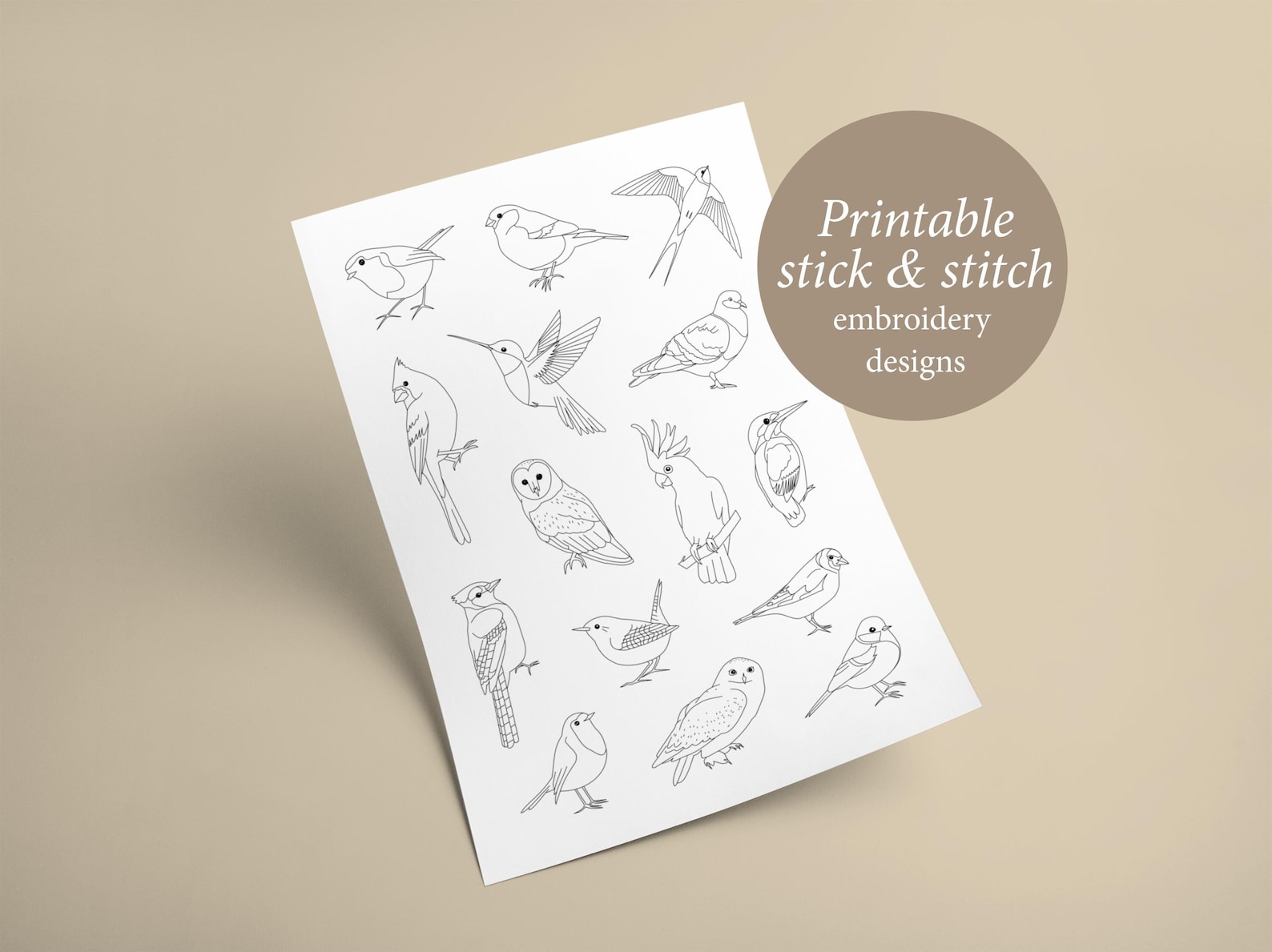 PDF Printable Stick and Stitch Embroidery Designs BIRDS, Stick N Stitch ...