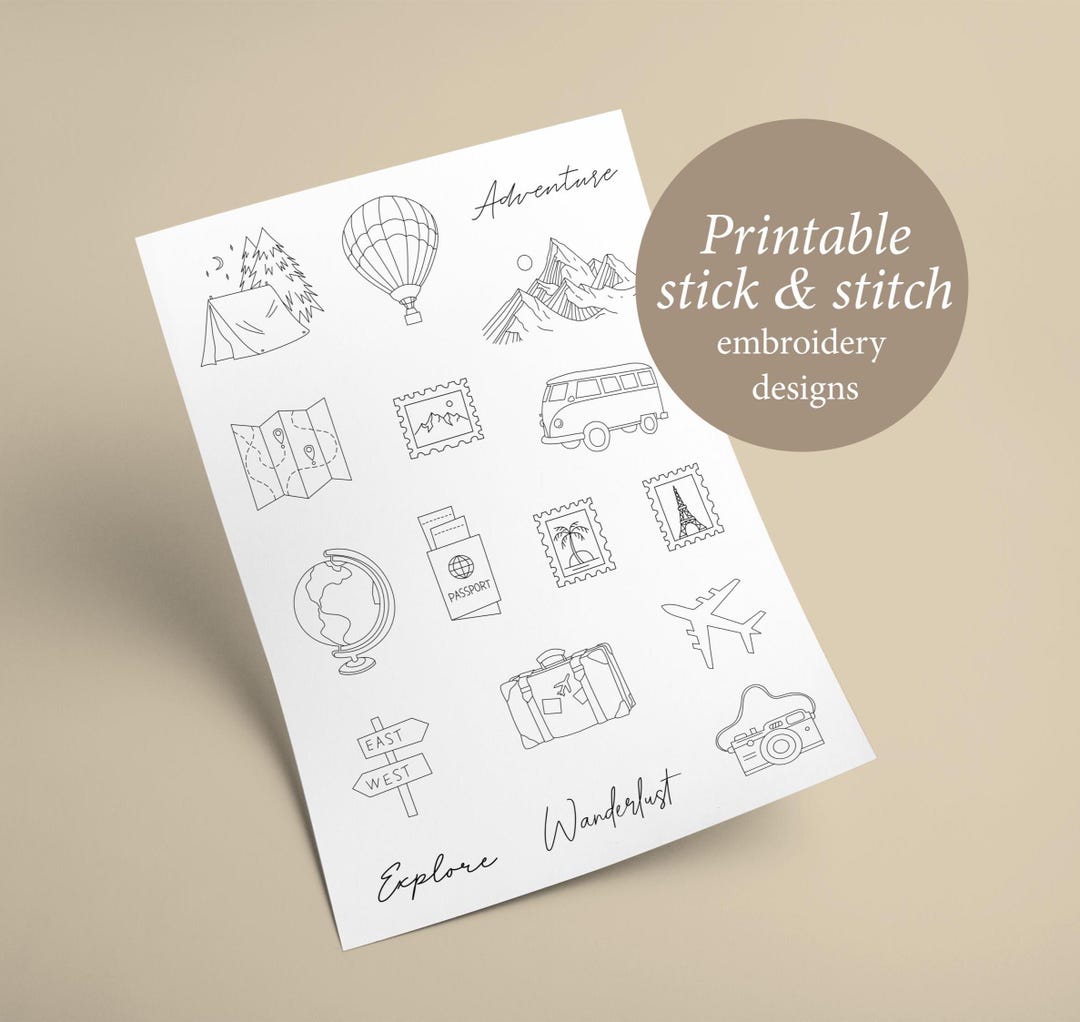 PDF Printable Stick and Stitch Embroidery Designs TRAVEL, Stick N ...