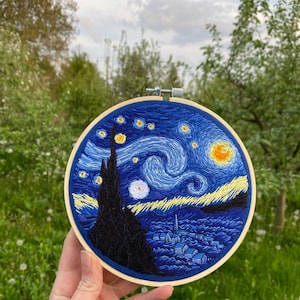 The Starry Night Hand Embroidery Pattern, Van Gogh Embroidery PDF ...