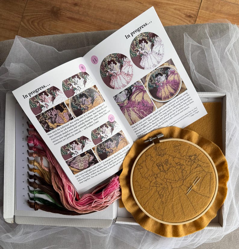 Edgar Degas Dancers in Pink Hand Embroidery Kit, Ballerinas Hoop Art ...