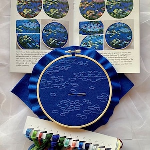 Claude Monet Water Lilies Hand Embroidery Kit, Claude Monet Embroidery ...
