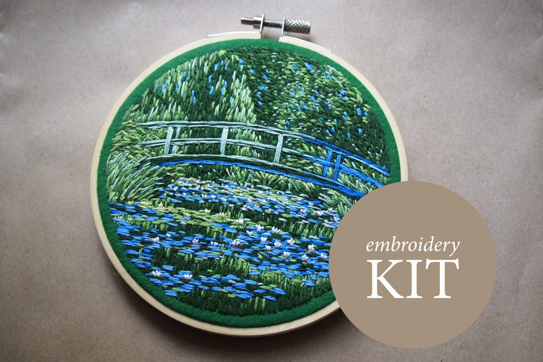 Claude Monet Japanese Footbridge Embroidery Kit, Water Lilies Hand ...