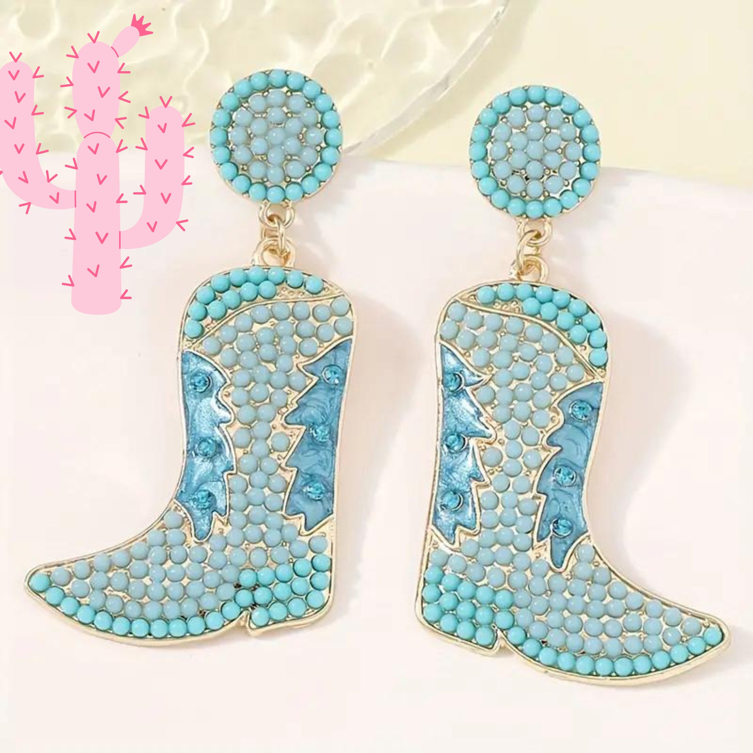 BEADED COWBOY HAT Boots Earrings Beaded Acessories Jewelry Arete Arete ...