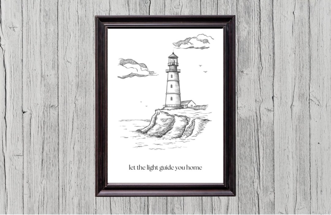 Black and White Lighthouse Wall Art - Let the Light Guide You Home - Etsy